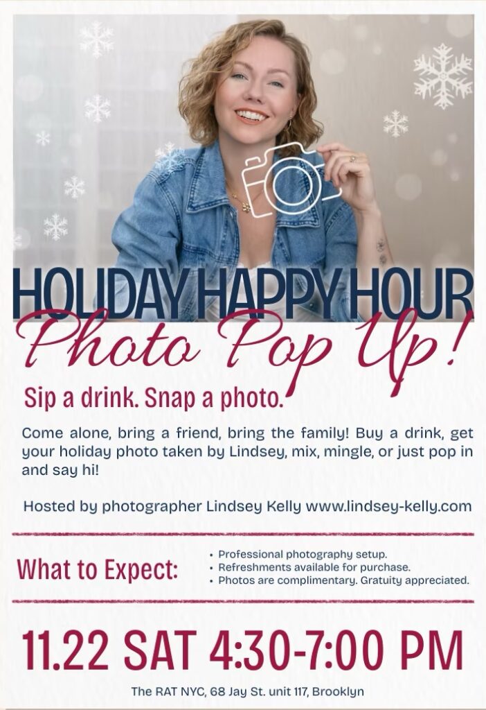 Holiday Photo Pop-Up and Happy Hour with Lindsey Kelly at The RAT NYC